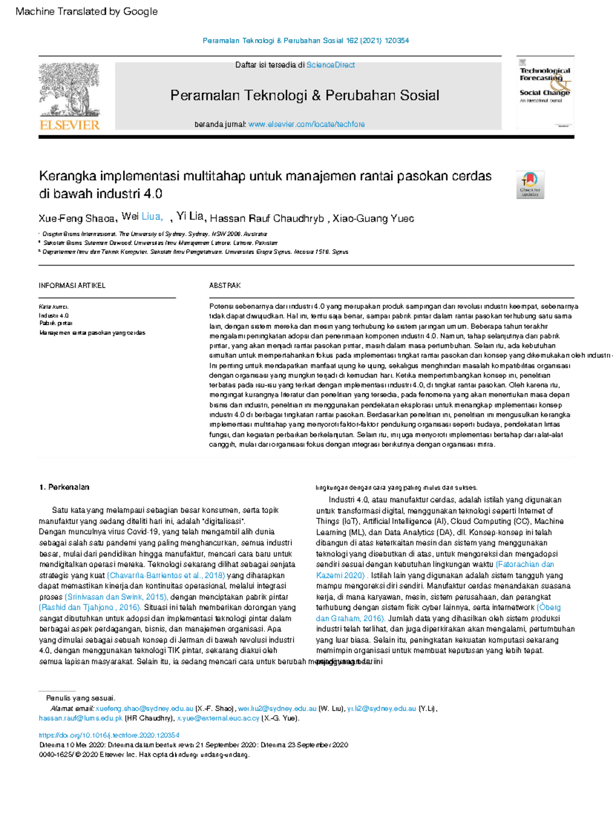 Multistage Implementation Framework For Smart Supply Chain Management