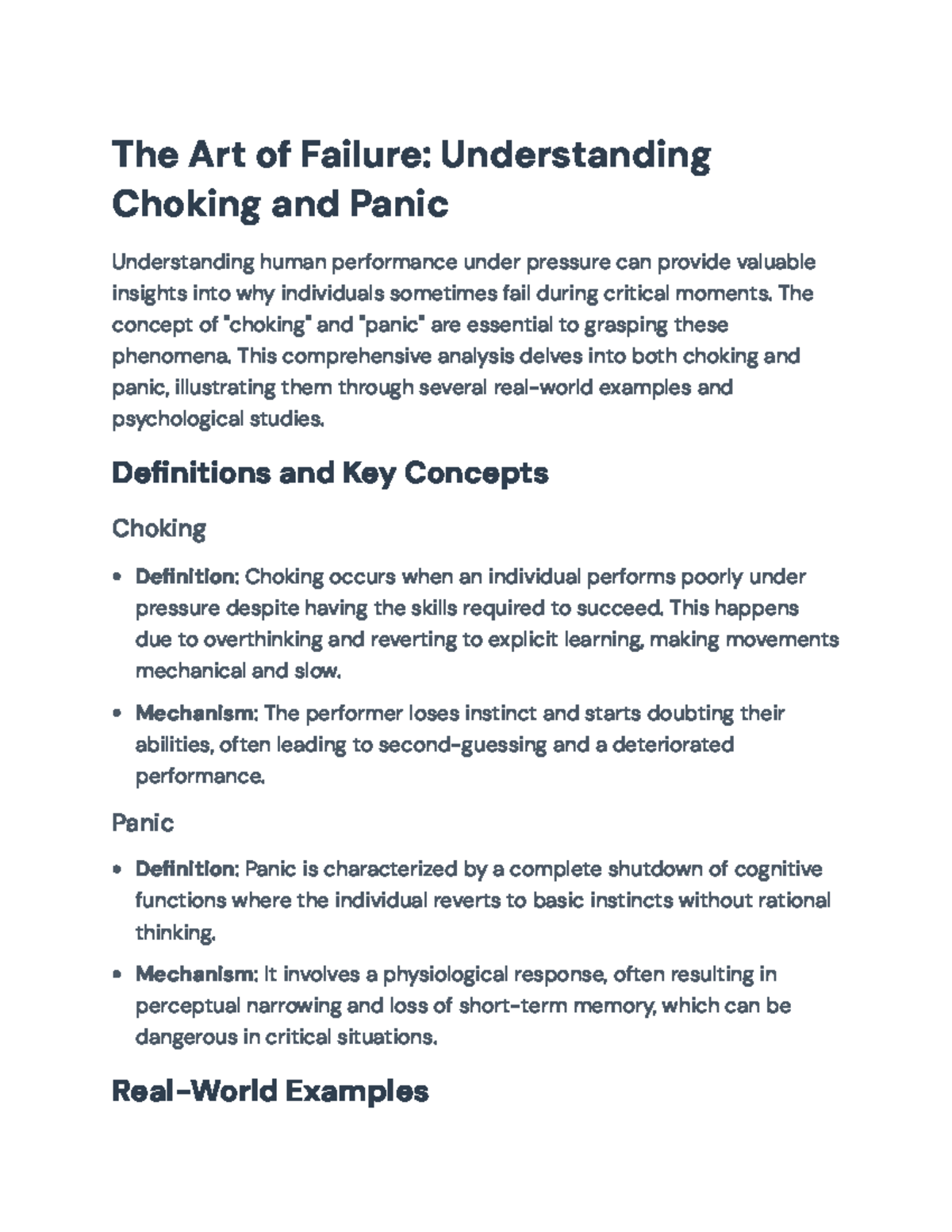 The Art of Failure: Analyzing Choking & Panic in High-Pressure ...