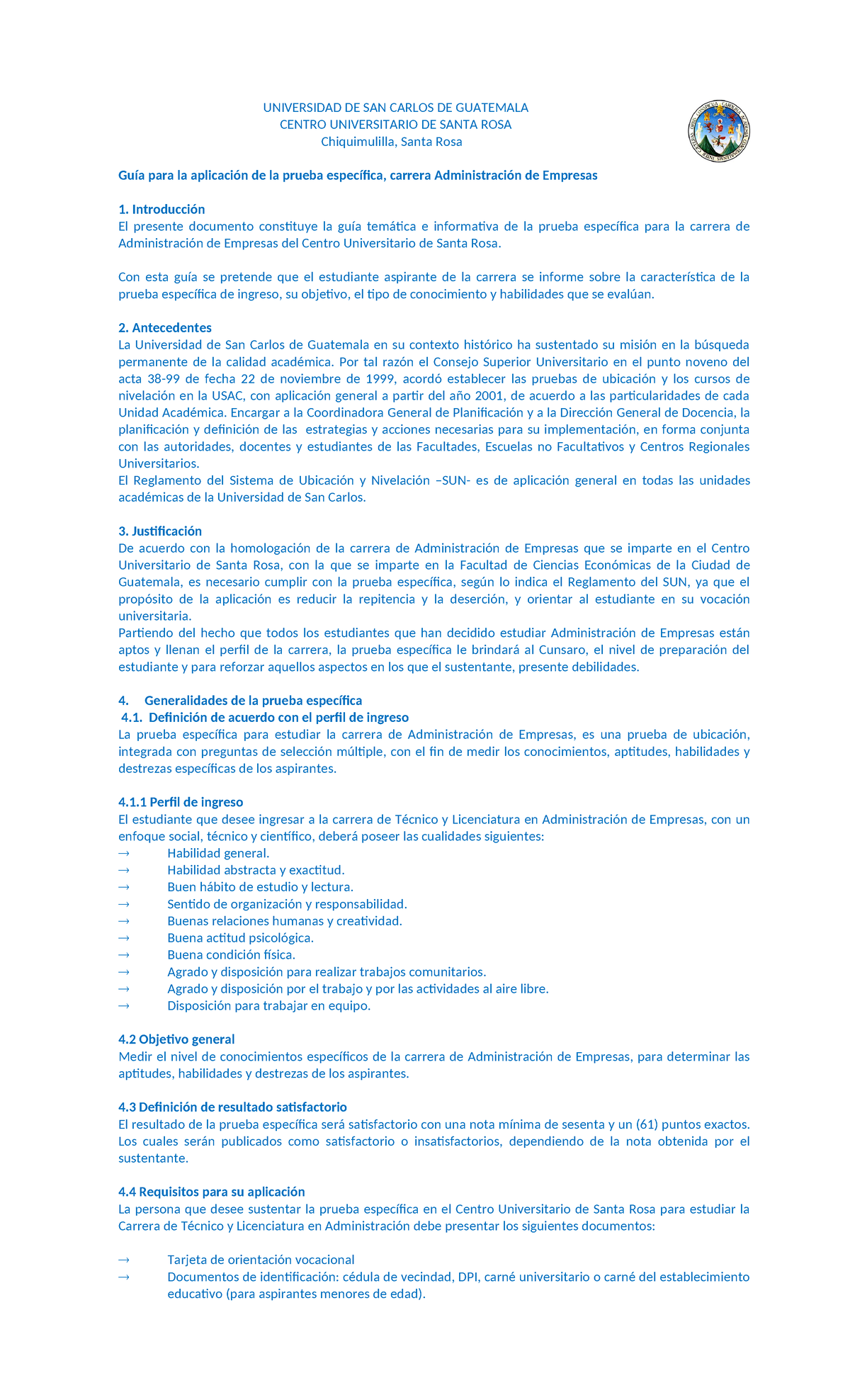 GUIA Prueba Especã FICA Admon - UNIVERSIDAD DE SAN CARLOS DE GUATEMALA ...
