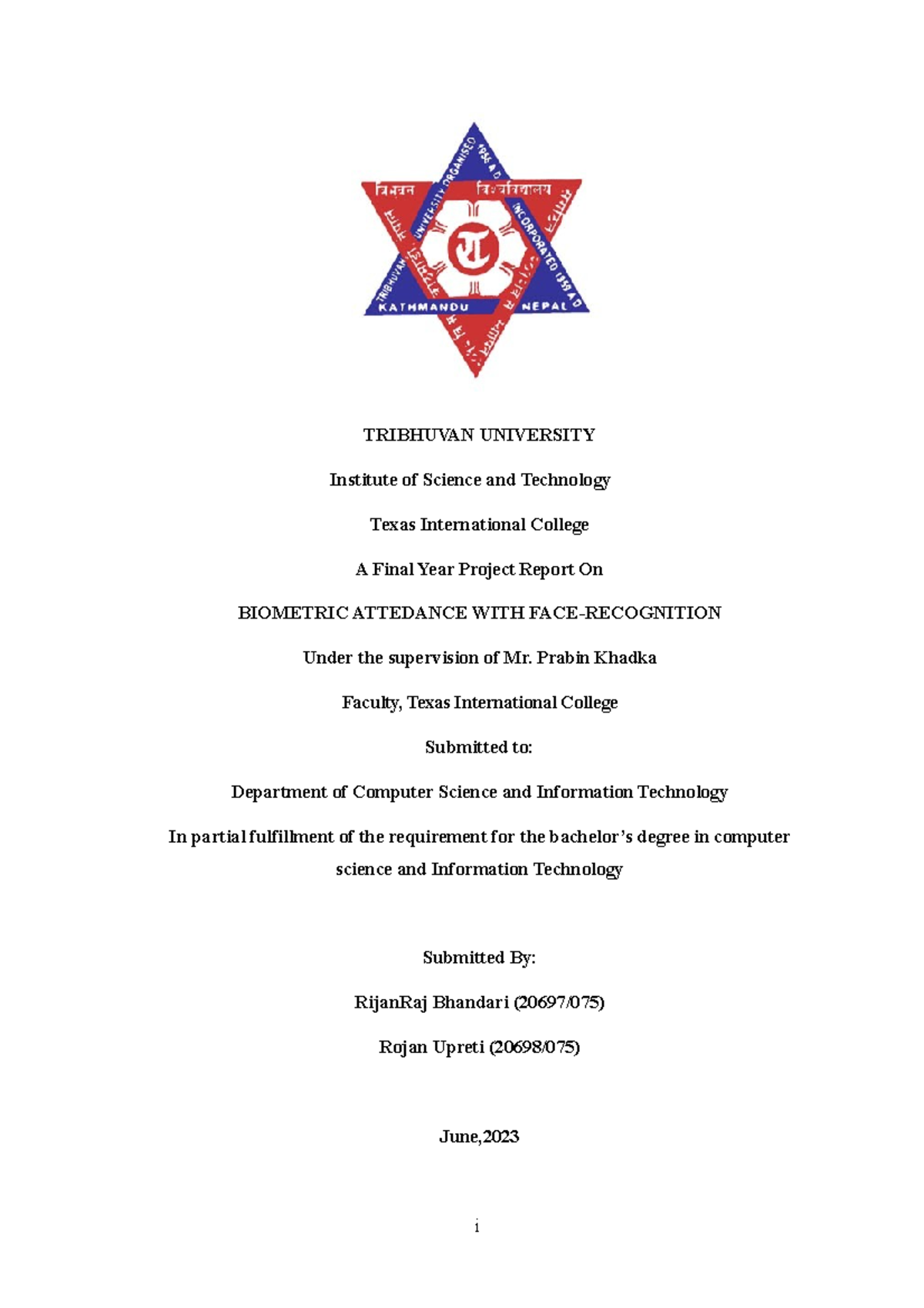 Final Year Project Report: Biometric Attendance with Face Recognition ...