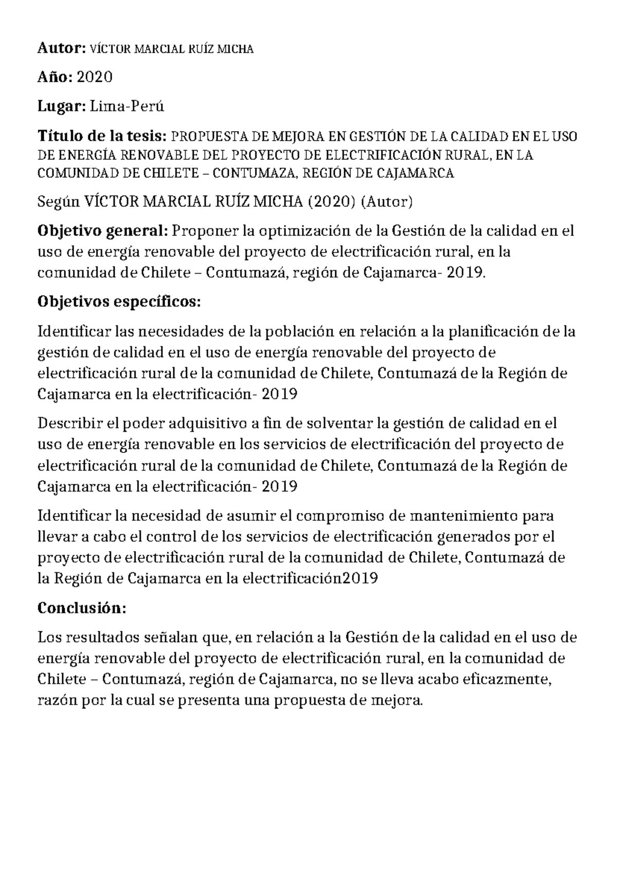 Tesis de investigacion final - Autor: VÍCTOR MARCIAL RUÍZ MICHA Año ...