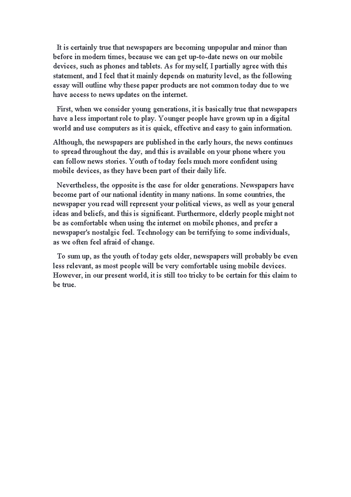 ENG101 Essay Notes: The Decline of Newspapers in Modern Society - Studocu