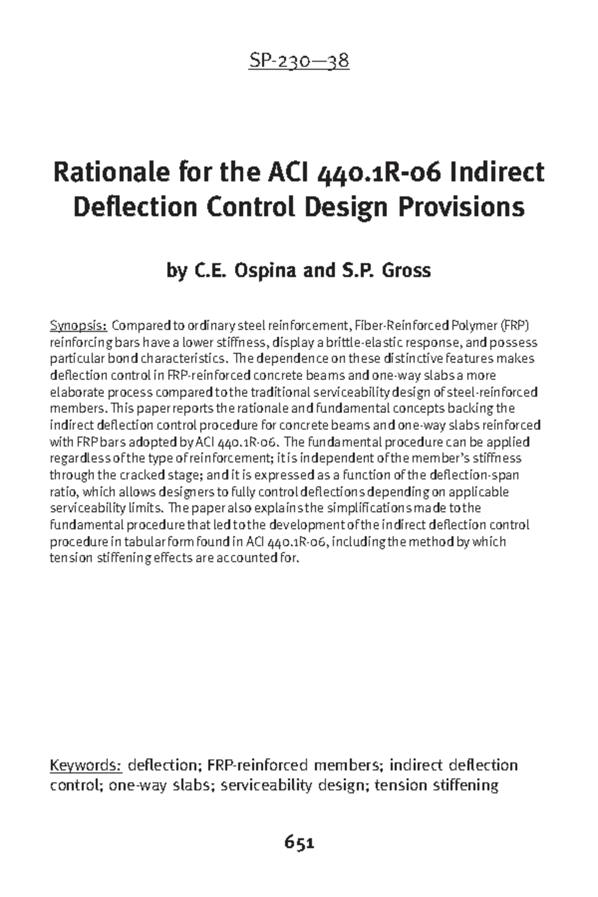 Rationale for ACI 440 Indirect Deflection Control Design Provisions ...