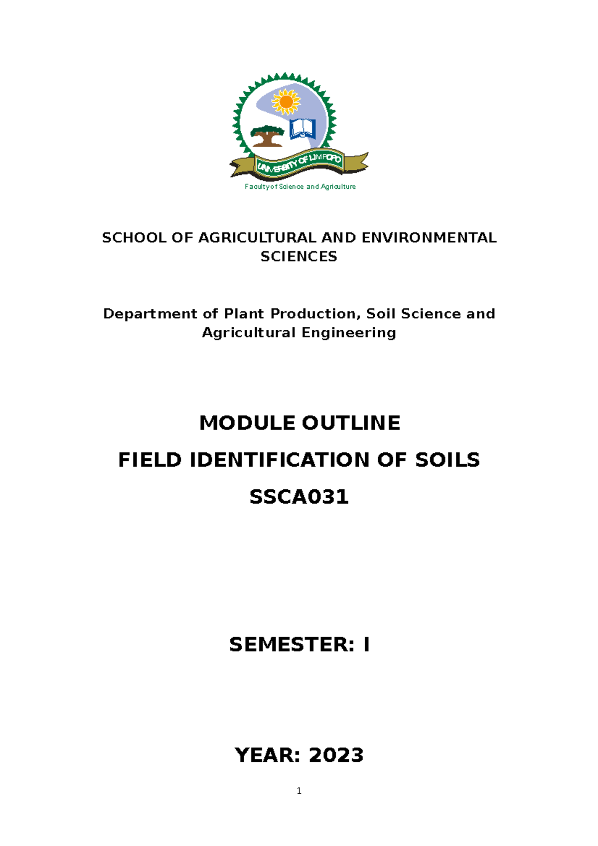 SSCA031 Field Identification of Soils Outline 2023 - Final Exam Guide ...