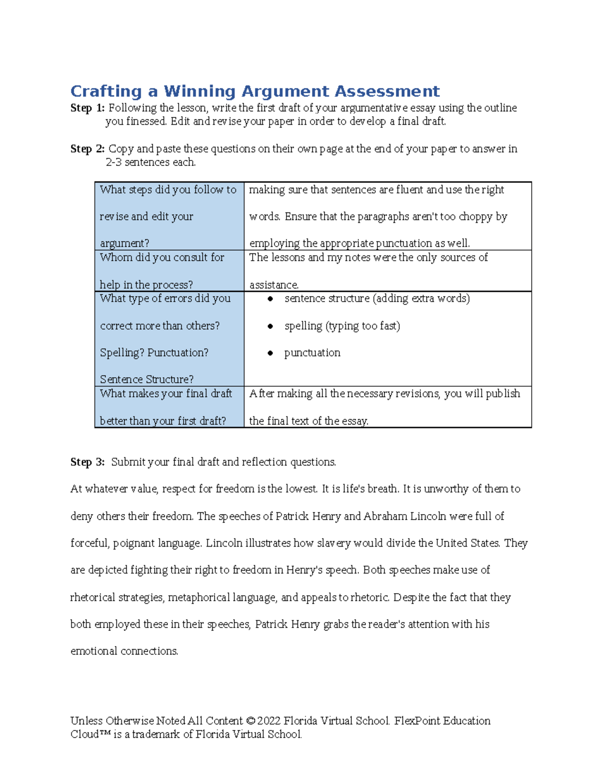 Crafting a Winning Argument Assessment (4.06) - Essay & Rubric Guide ...