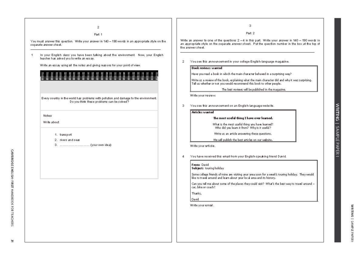 Writing Sample Paper 1: English Exam - Environment Focus - Studocu
