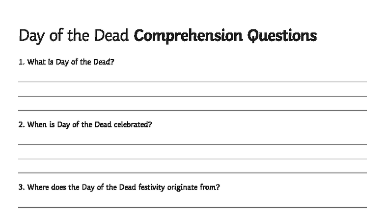 MA Day of the Dead Comprehension Questions and Answers - Studocu