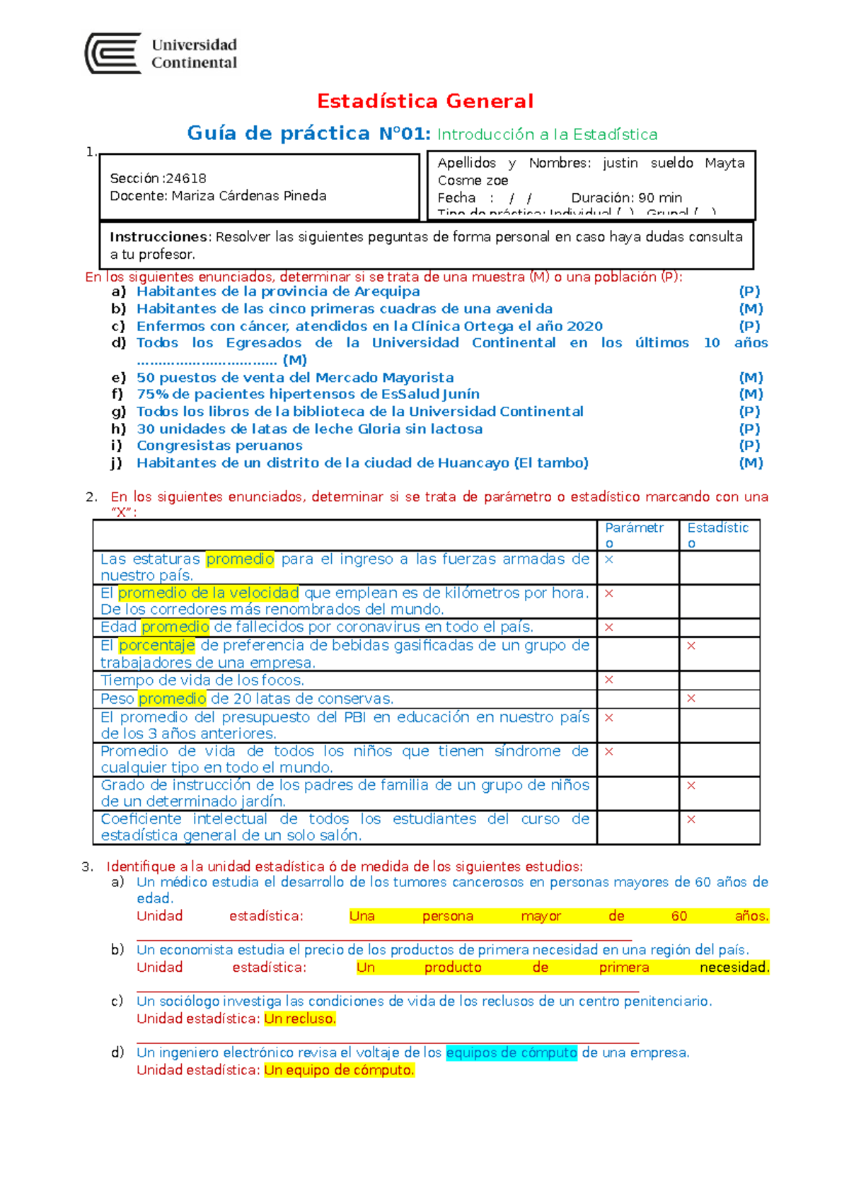Practica semana 1 2022 20 Resuelta-justin cosme zoe - Estadística ...