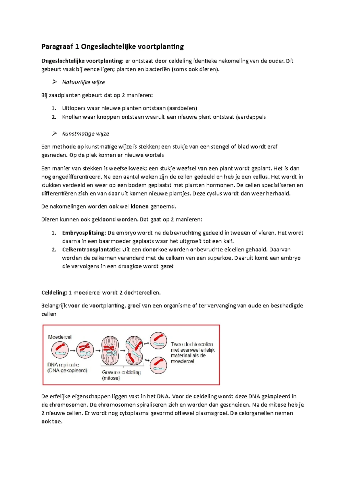 Samenvatting Biologie Hoofdstuk 4: Voortplanting en Ontwikkeling - Studeersnel