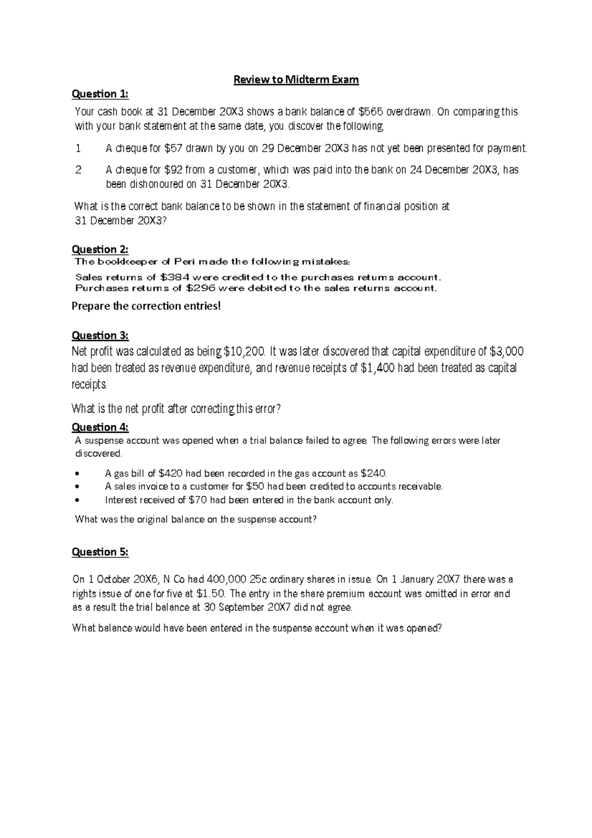 Midterm Exam Review for FFA/FA Financial Accounting - Studocu
