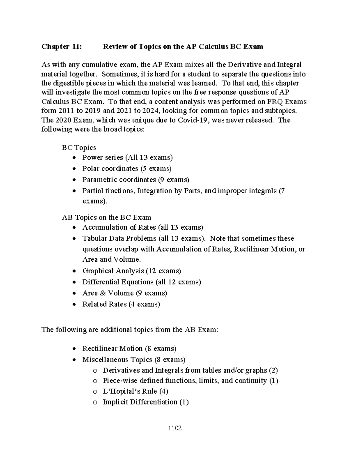 AP Calculus BC (BC25) Chapter 11: Key Topics Review for Exam - Studocu
