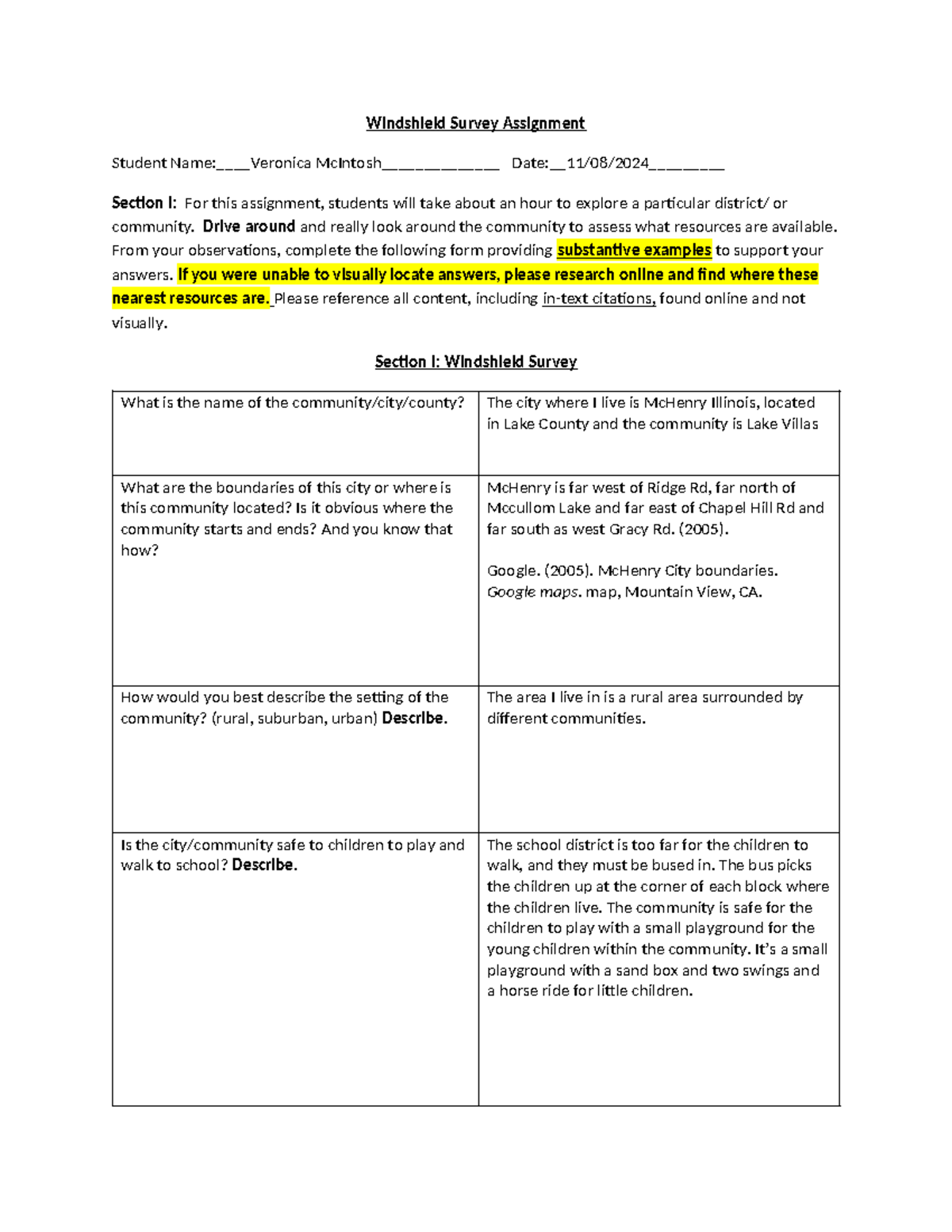 Week 2 Windshield Survey Template-FA23 Updates - Windshield Survey ...
