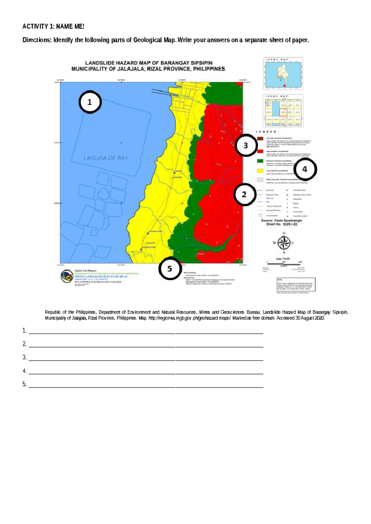 DRRR- Activity on Geological Maps & Hazard Mitigation - Studocu