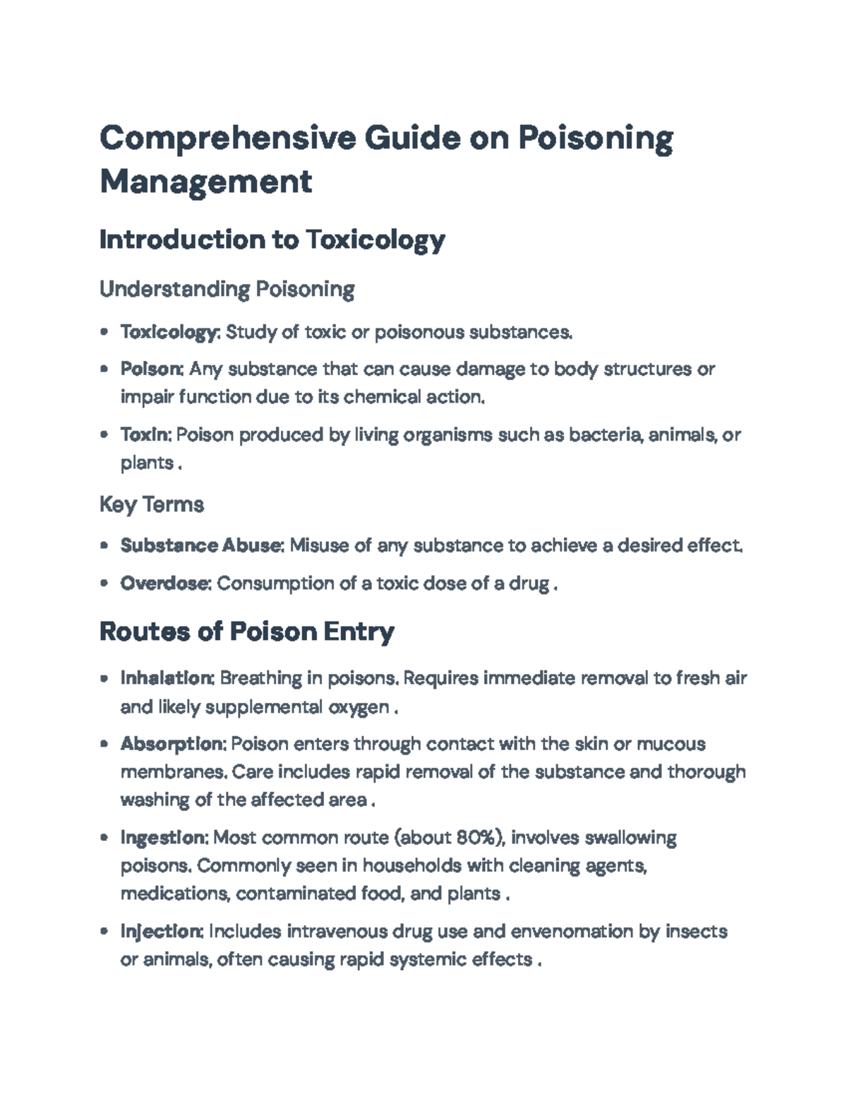 Comprehensive Guide on Poisoning Management for Toxicology Course ...