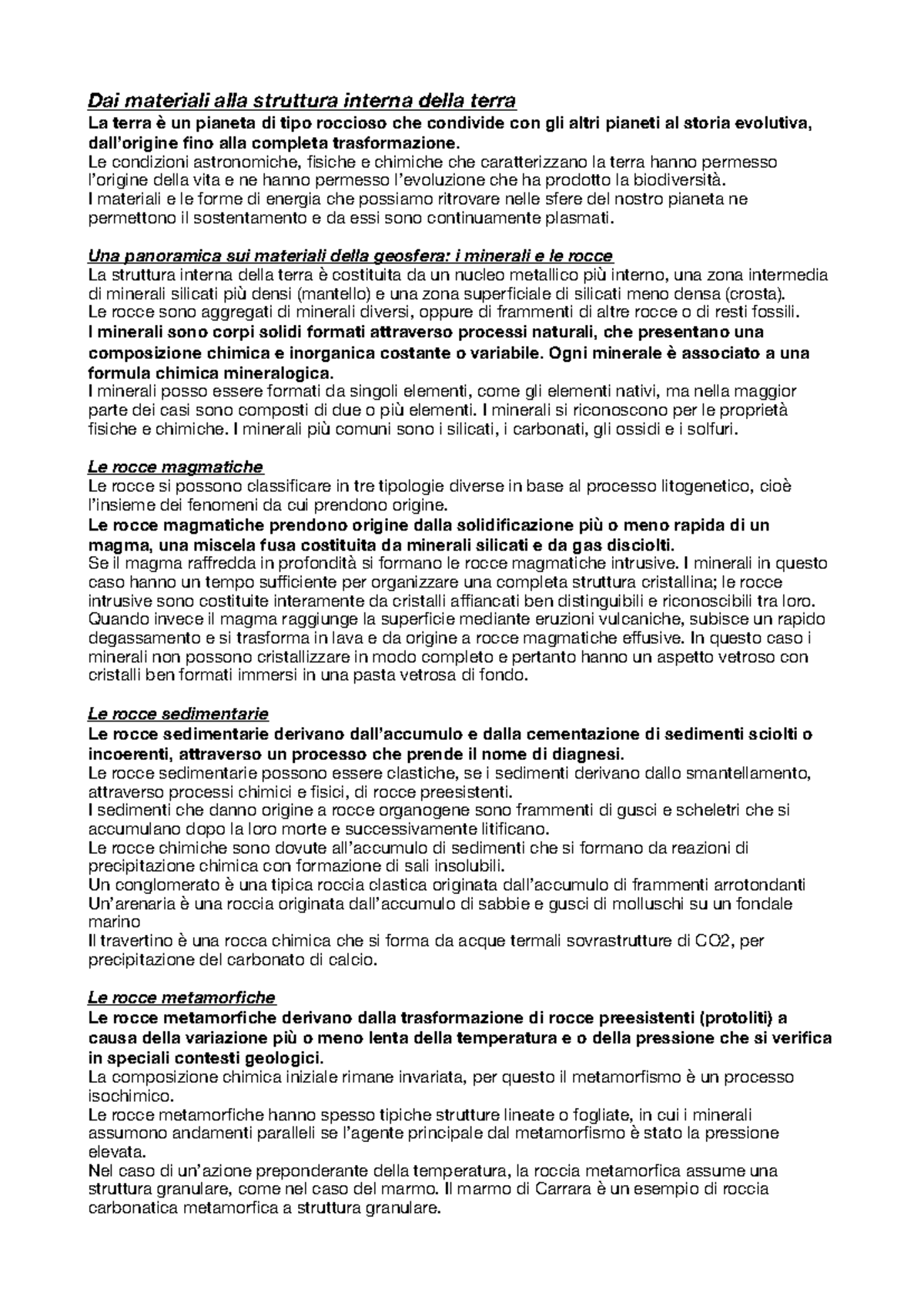 Geologia della Terra: Struttura e Dinamiche (SCIEN 101) - Studocu