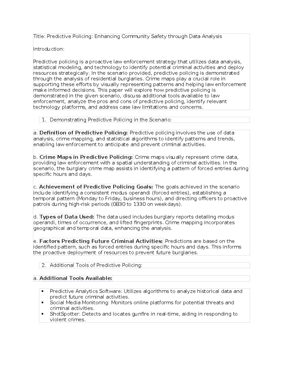 CJ 305 Module 1 Assignment: Predictive Policing & Body-Worn Cameras ...