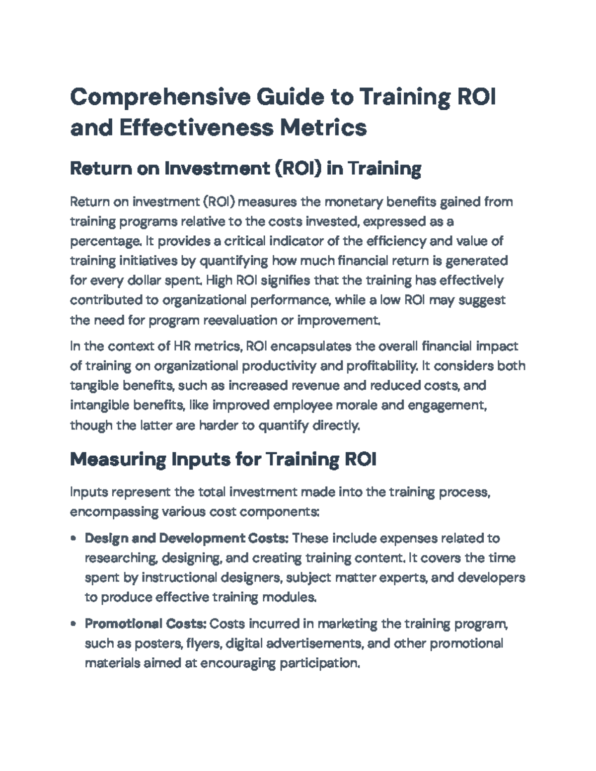 Comprehensive Guide to Training ROI & Effectiveness Metrics Analysis ...