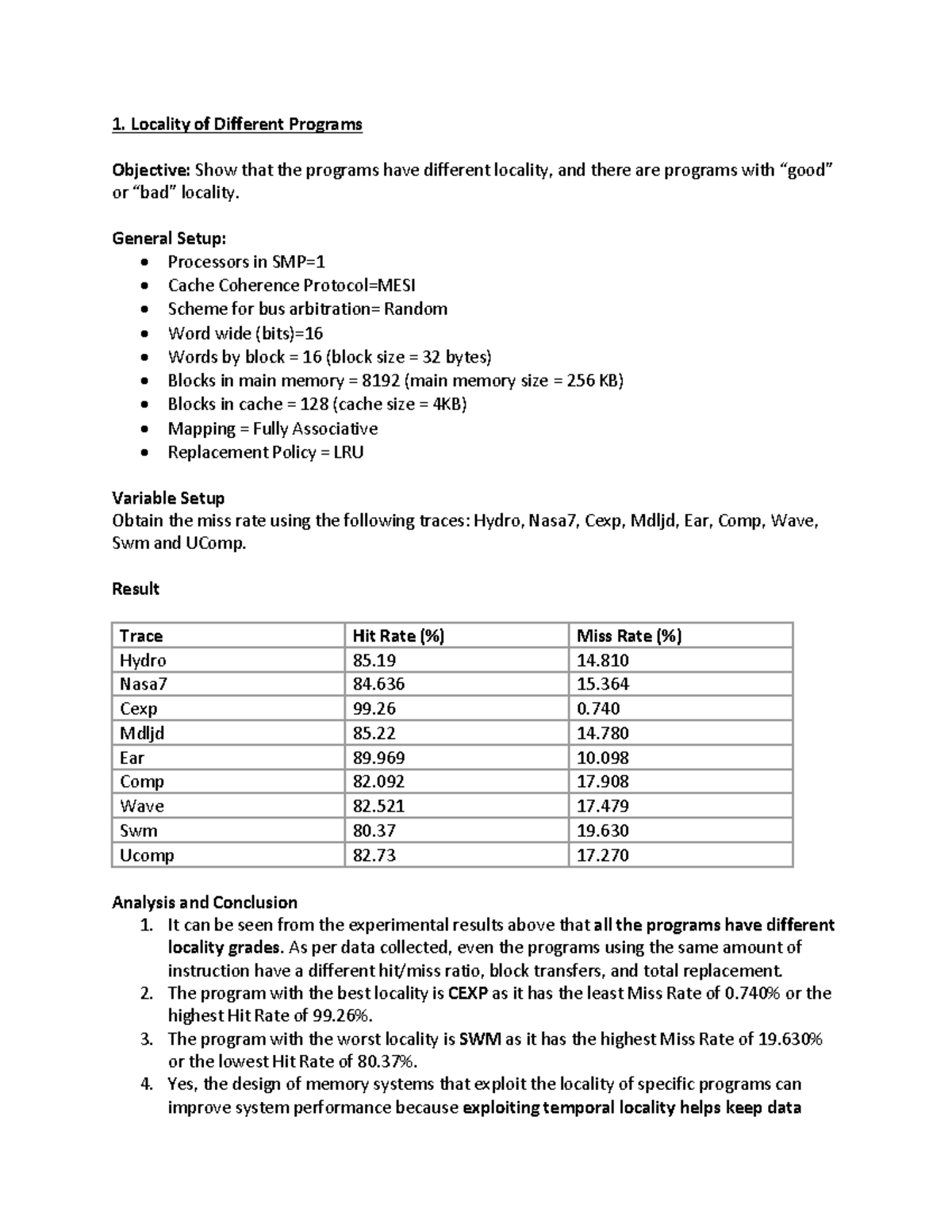 CSA Project 1: Analyzing Locality Differences in Programs - Studocu