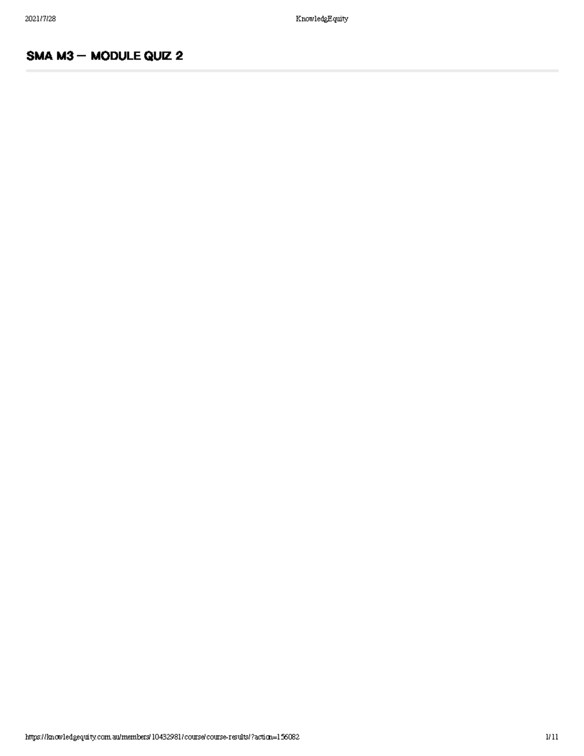 SMA M3 – Module QUIZ 2 - cpa sma quiz - SMA M3 – MODULE QUIZ Question 1 ...