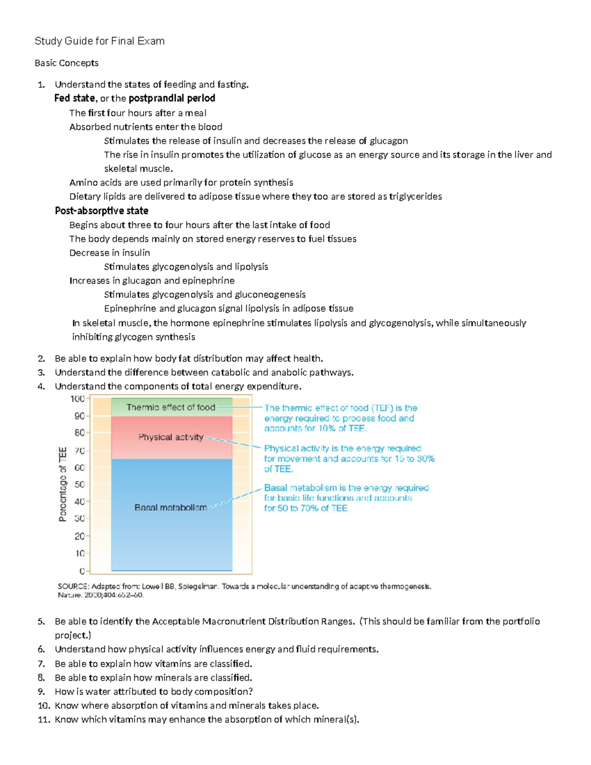 Study Guide for Final Exam: Basic Concepts in Nutrition (NUTR 101 ...