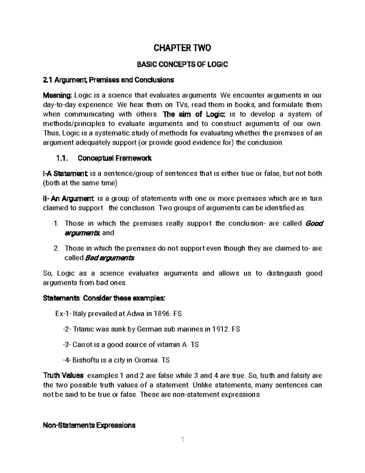 Logic chapter 2 - It is very good - CHAPTERTWO BASICCONCEPTSOFLOGIC 2 ...