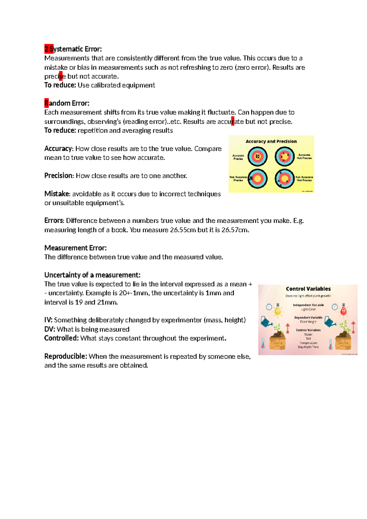 Physics Unit 1 - Systematic and Random Errors in Measurements - Studocu