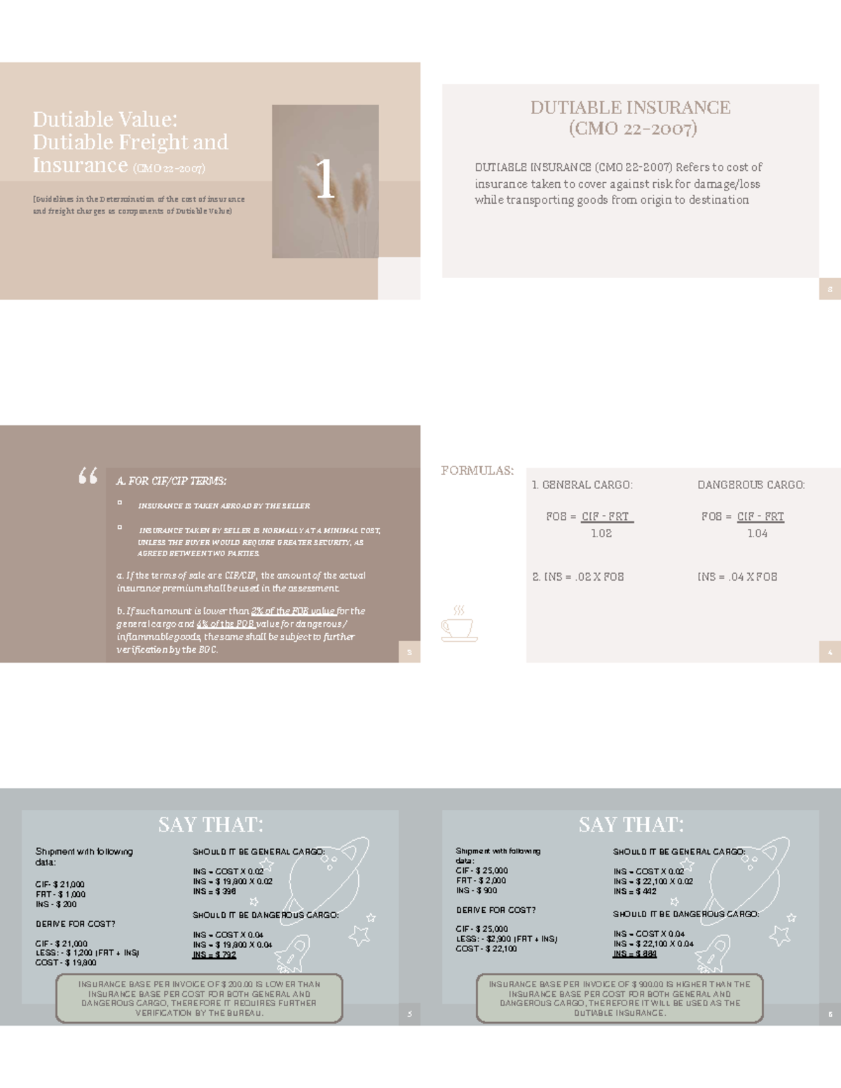 Dutiable Value Guidelines: Freight & Insurance Calculations (CMO) - Studocu