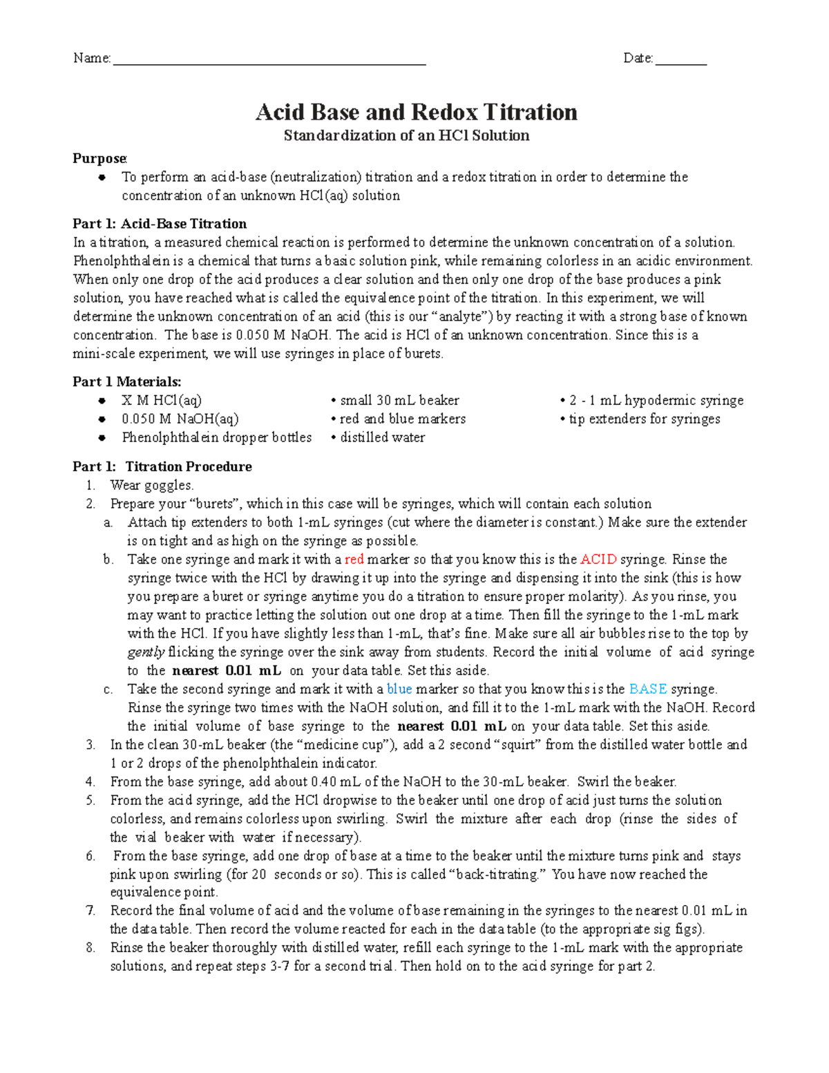 Titration Techniques: Acid-Base & Redox (CHEM 2022) - Studocu