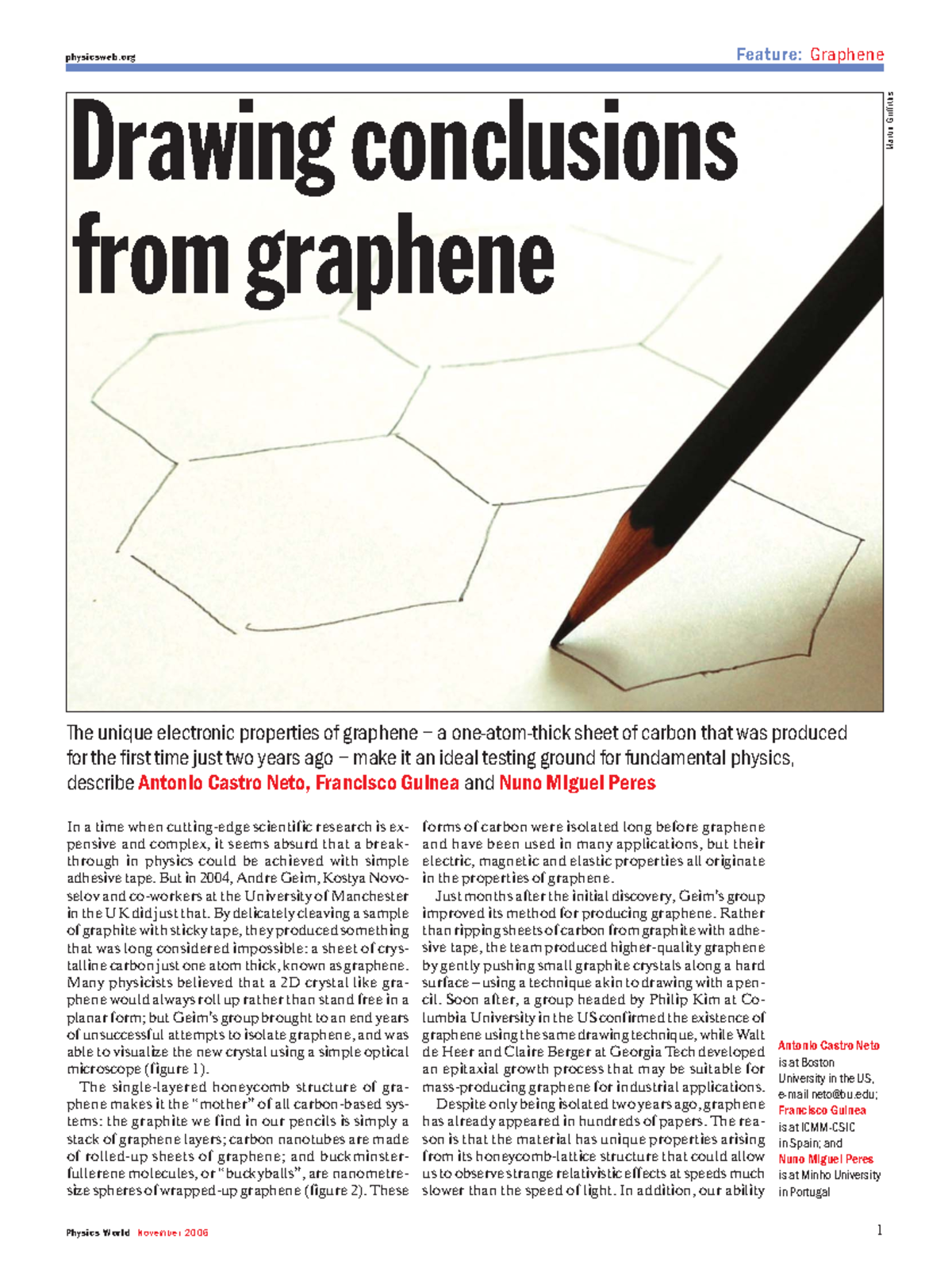 Graphene Physics Feature: Drawing Insights from a One-Atom Thick ...