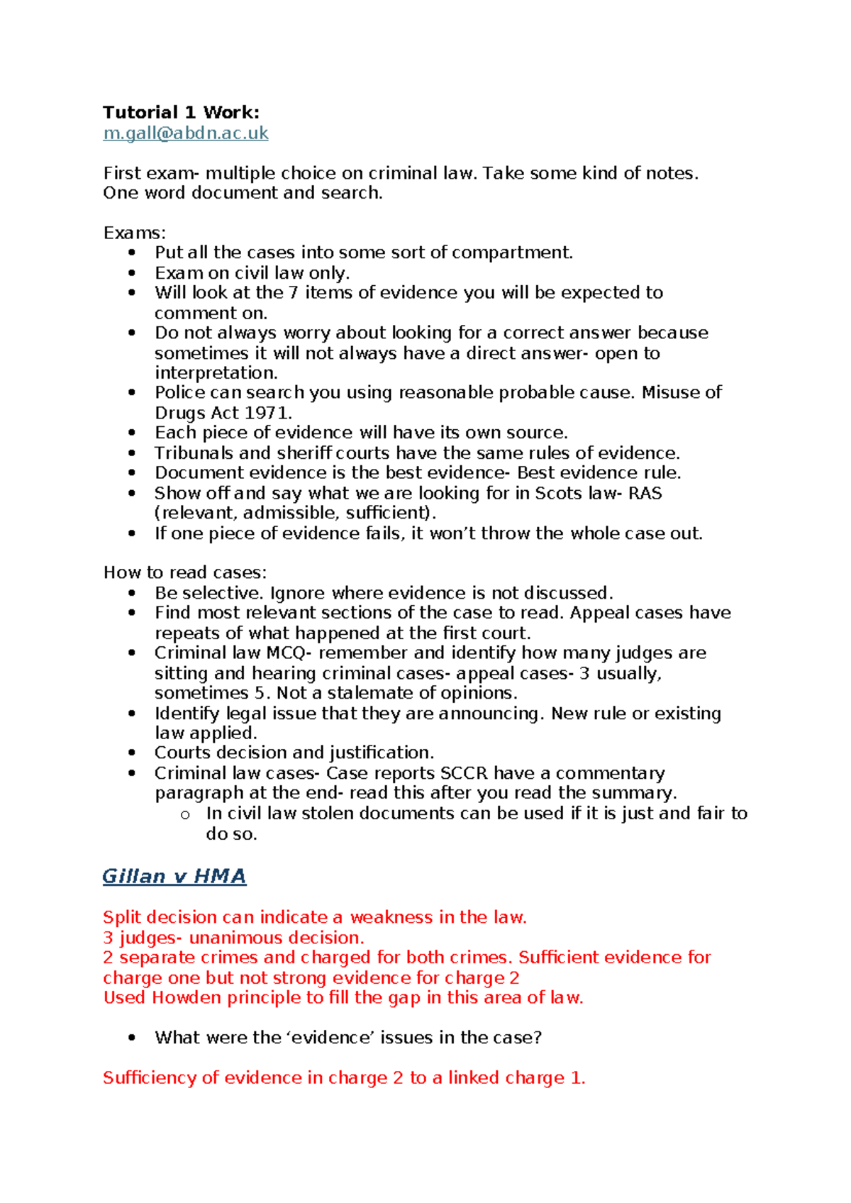 Tutorial 1 Work - Tutorial 1 Work: m@abdn.ac First exam- multiple ...