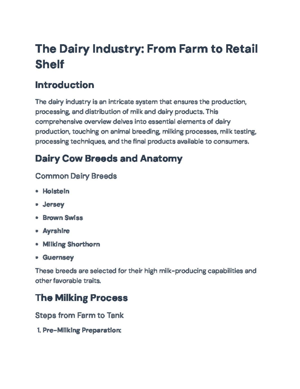 Dairy Industry Overview: From Farm to Processing and Retail - The Dairy ...