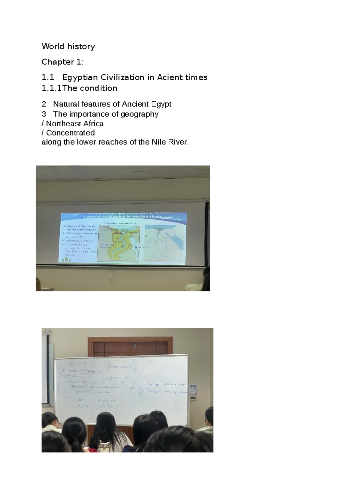 World History CH1: Egyptian Civilization & the Nile River - Studocu