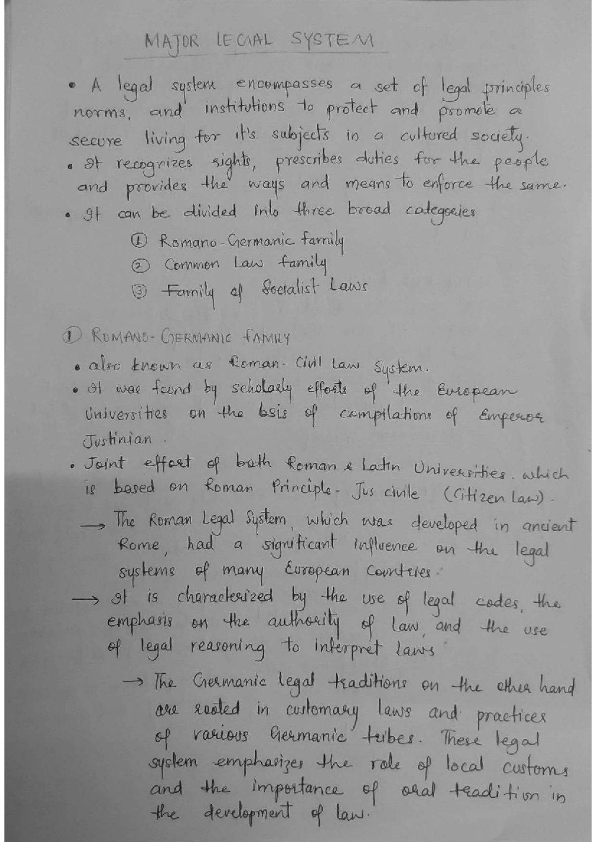 Juris Note 2: Overview of Major Legal Systems and Indian Law - Studocu