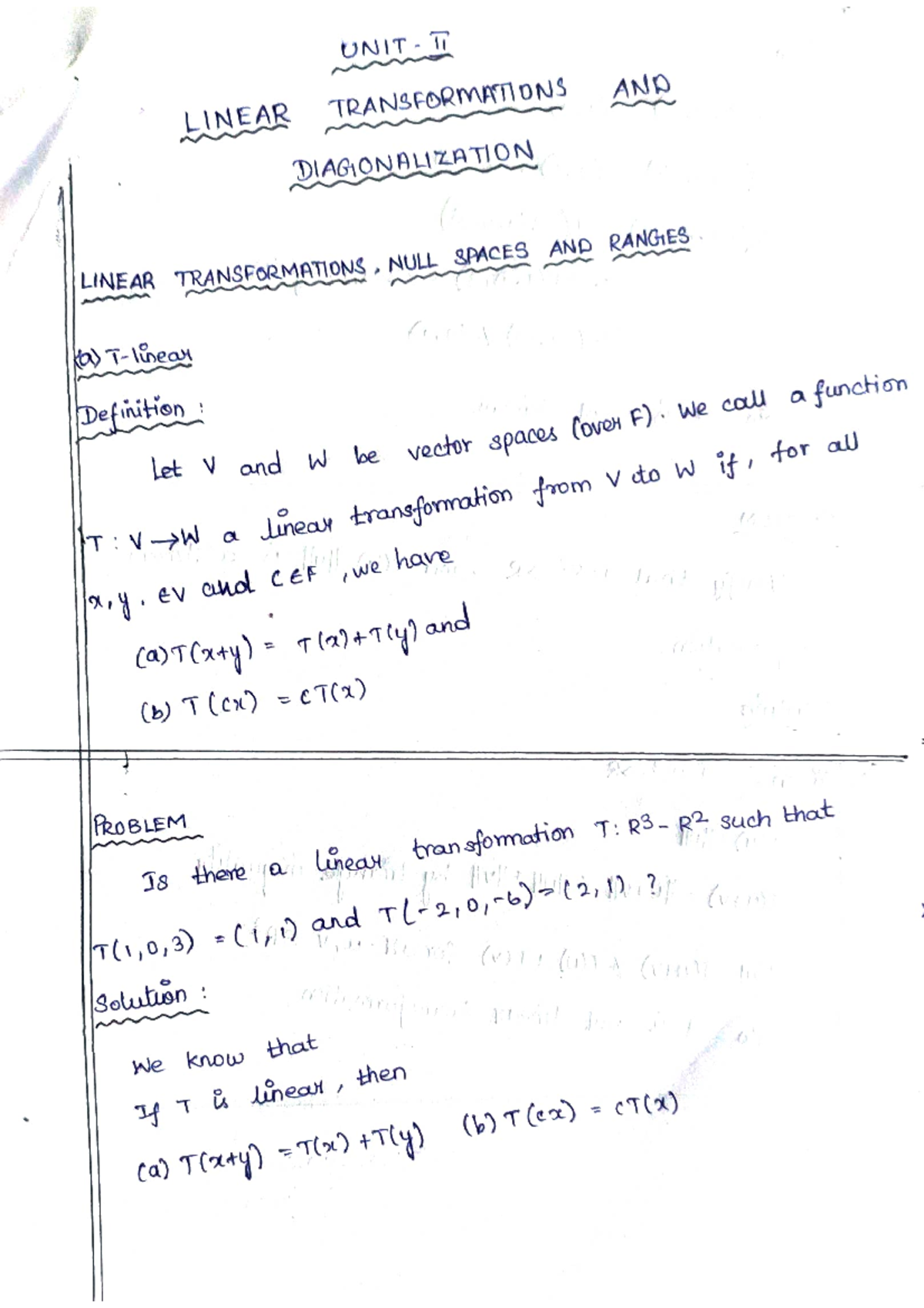 TWO MARK UNIT 2 - LINEAR ALGEBRA: LINEAR TRANSFORMATIONS ...