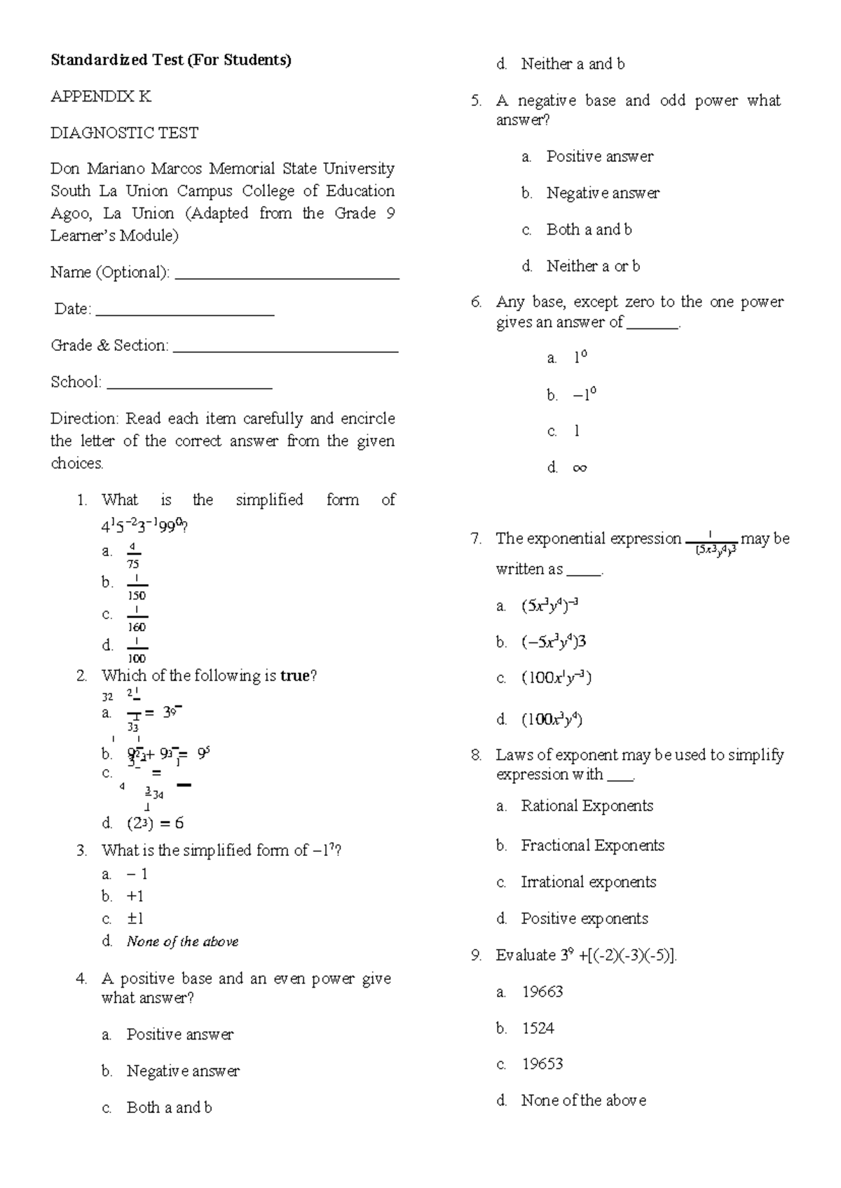 Standardized Test Review for Education Course (EDU 101) - Studocu