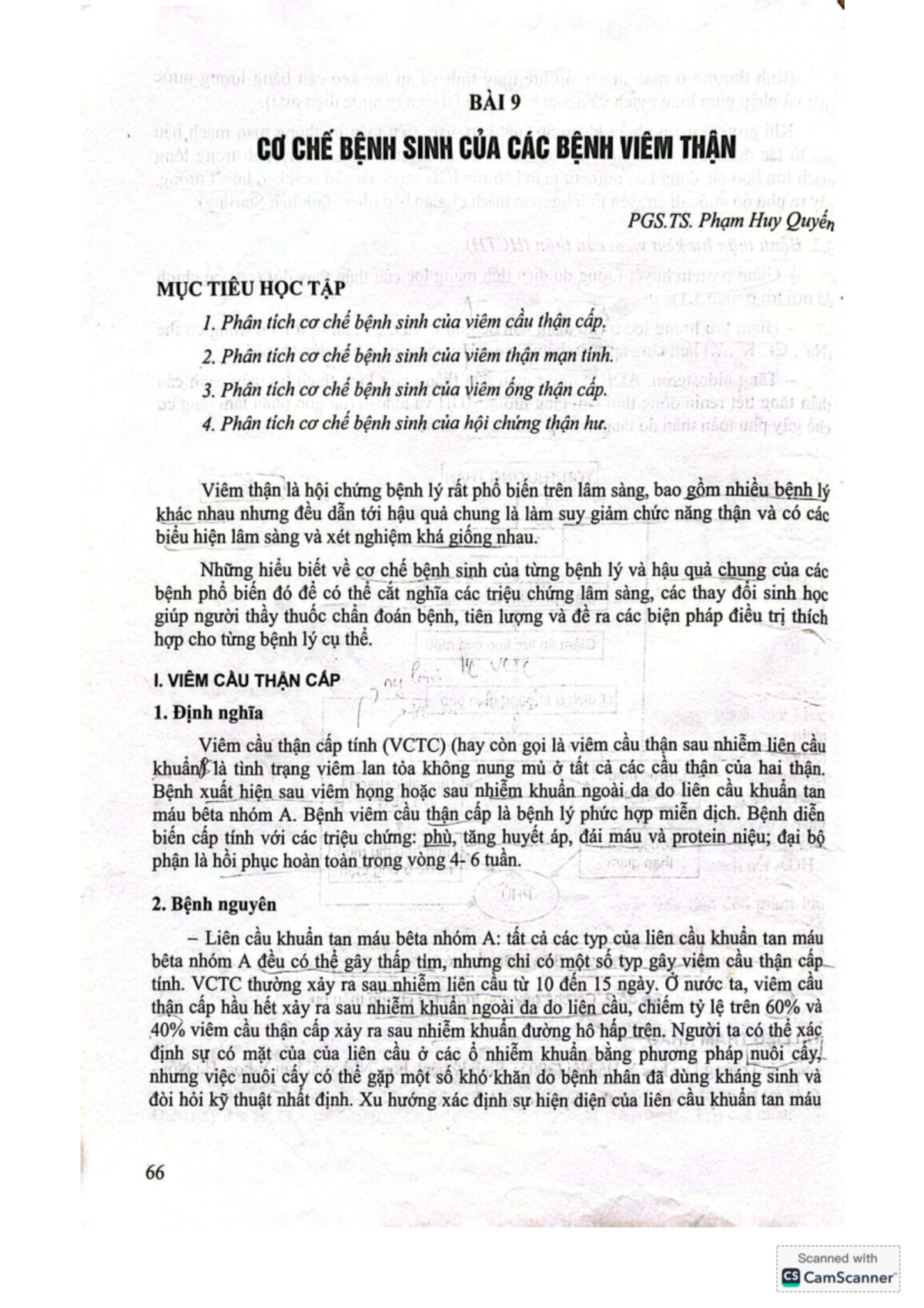 BÀI 9 - CƠ CHẾ BỆNH SINH CỦA CÁC BỆNH VIÊM THẬN - Studocu