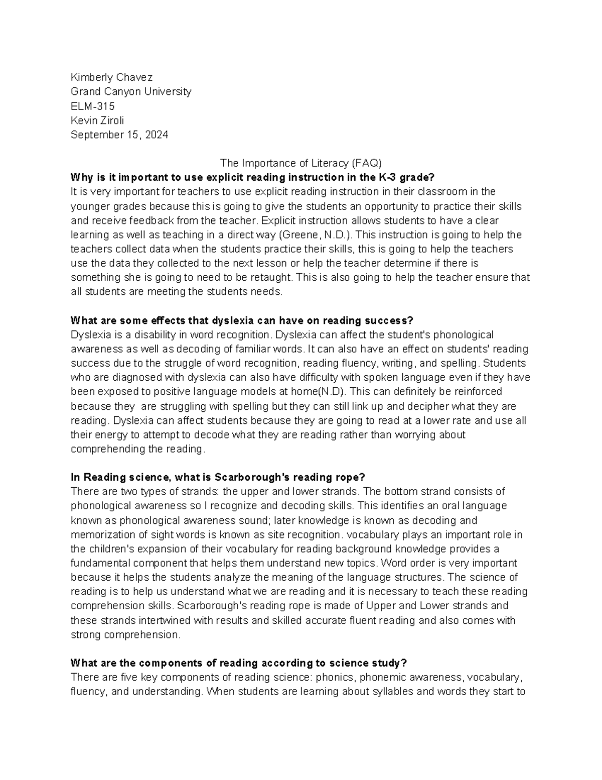 The Importance of Literacy - Explicit instruction allows students to ...