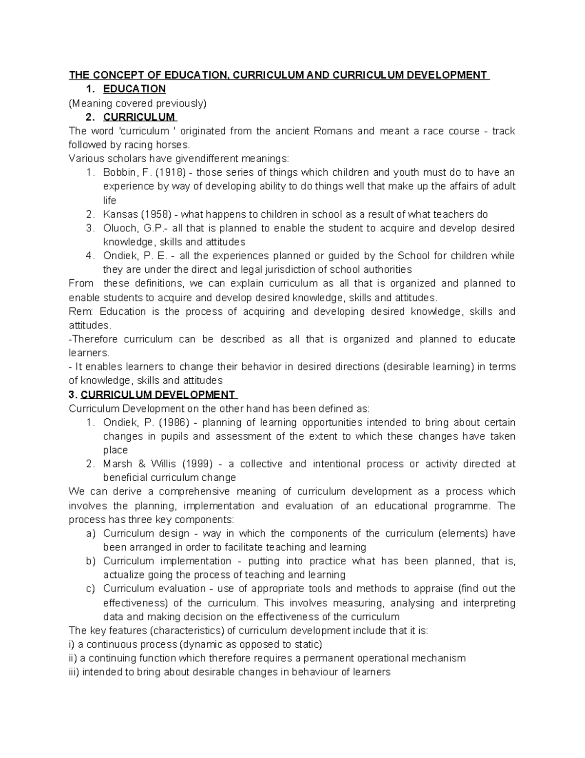 ECI 2104 - Lesson 2: Understanding Education and Curriculum Development ...