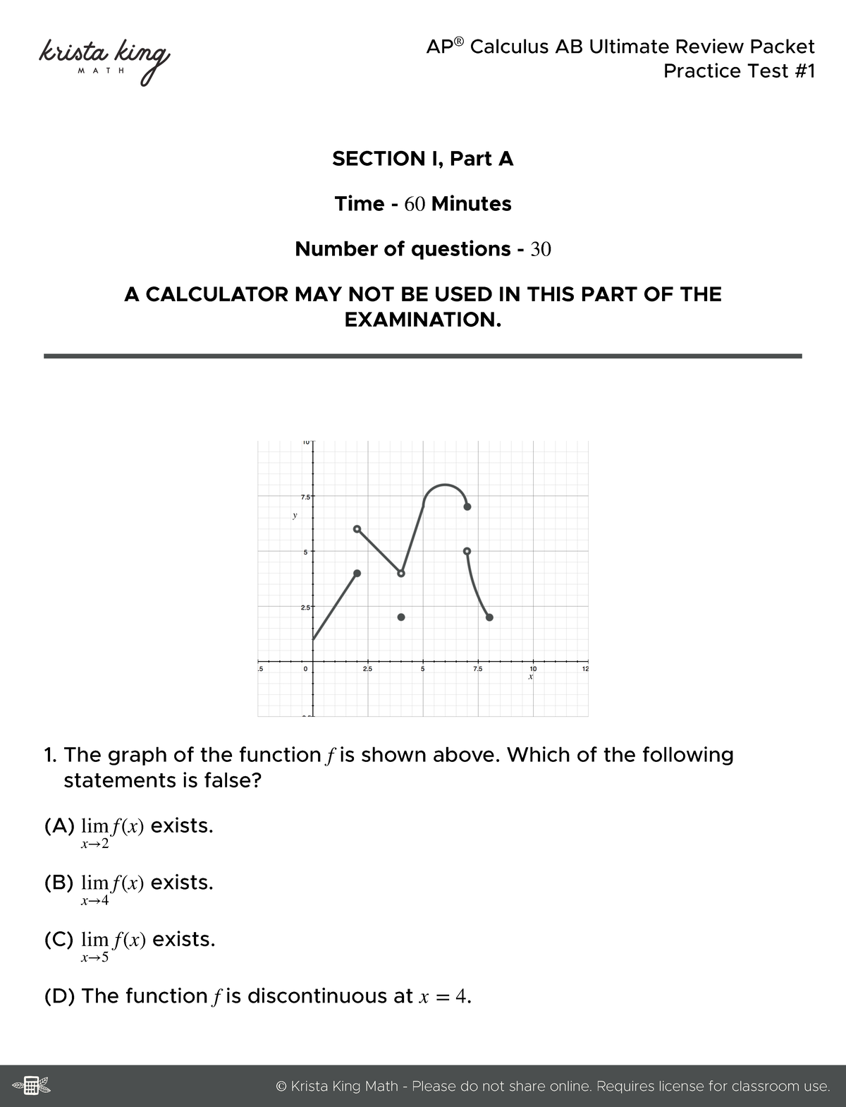 Math 101: Practice Exam 1 - Limits and Continuity Concepts - Studocu