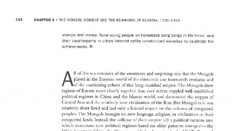 154 AP WORLD HISTORY CHAPTER 4: THE MONGOL MOMENT IN EURASIA - Studocu