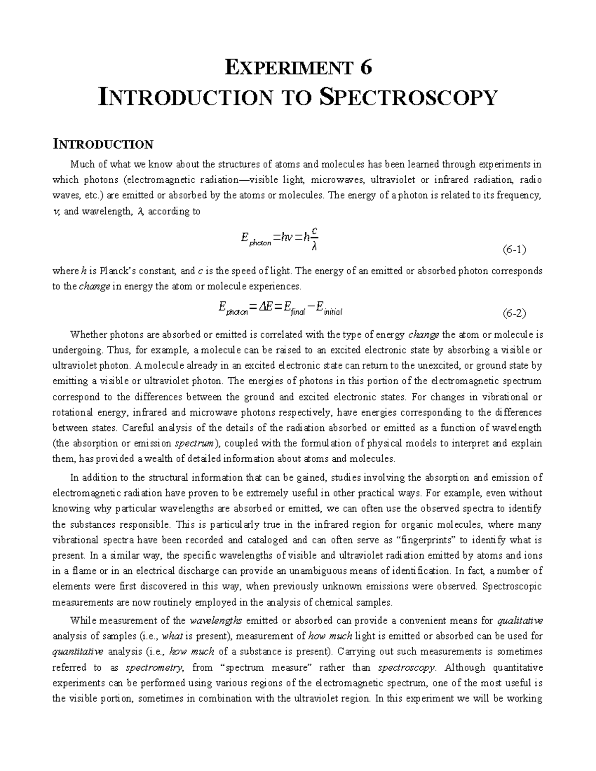Uof C GL06 Lab - Introduction to Spectroscopy and Experiments - Studocu