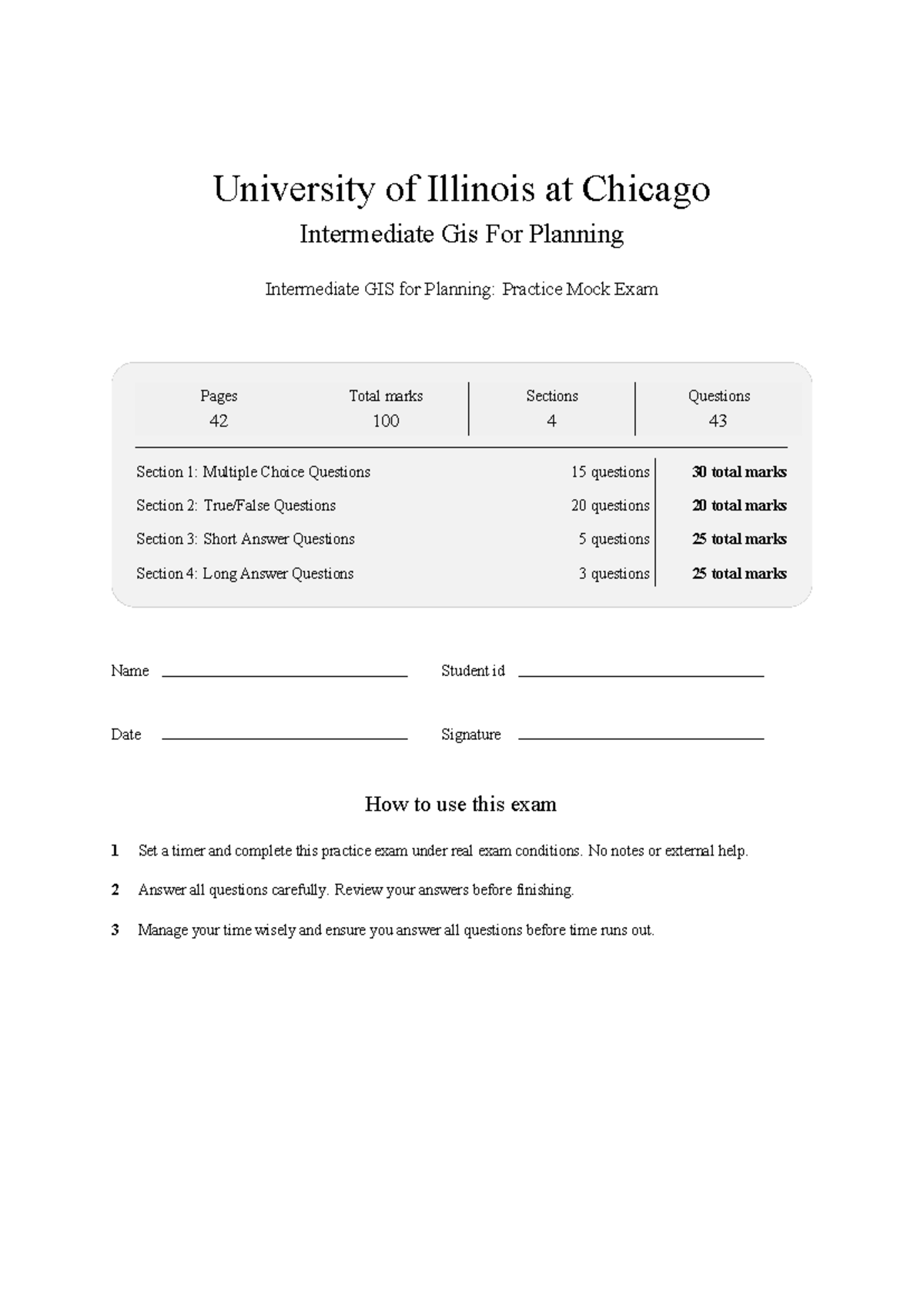 UPP 462 Intermediate GIS for Planning: Practice Mock Exam 2026 - Studocu