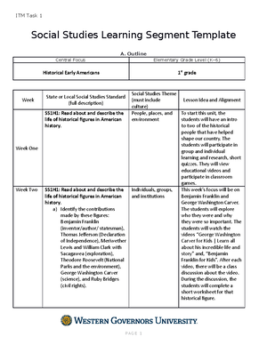 C104 - task1 - Social Studies Learning Segment Template A. Outline ...