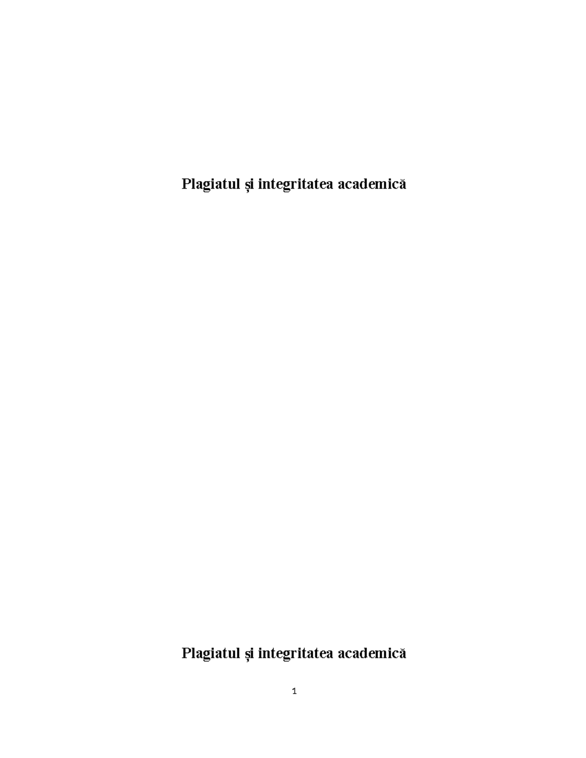 Etica și Integritatea Academică - Referat despre Plagiat și Normeţ ...