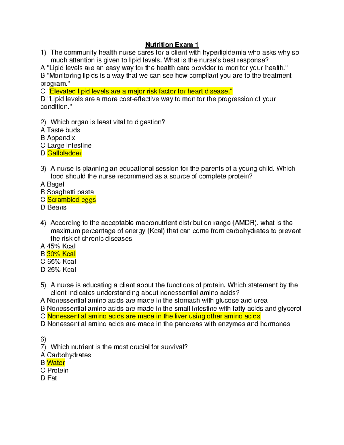 Nutrition Exam 1 - Comprehensive Review Notes for Success - Studocu