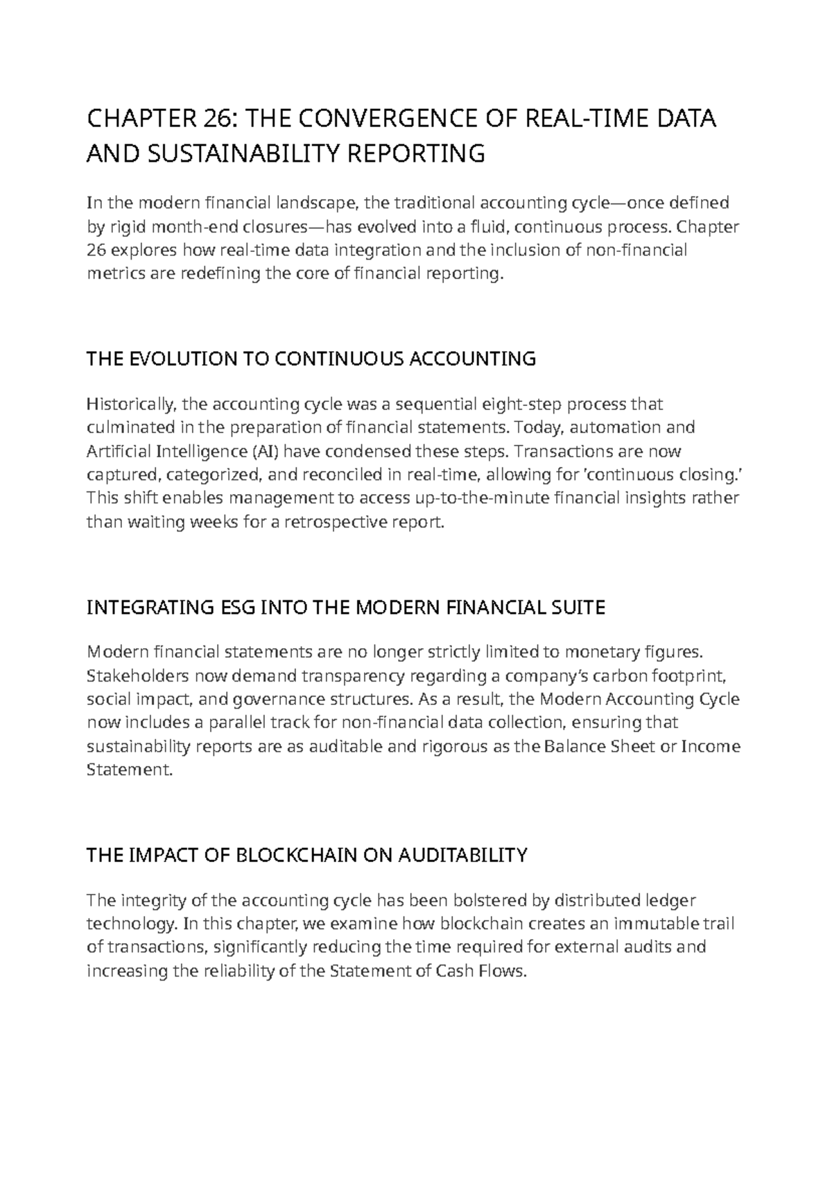 CHAPTER 26: INTEGRATING DATA & SUSTAINABILITY IN ACCOUNTING - Studocu
