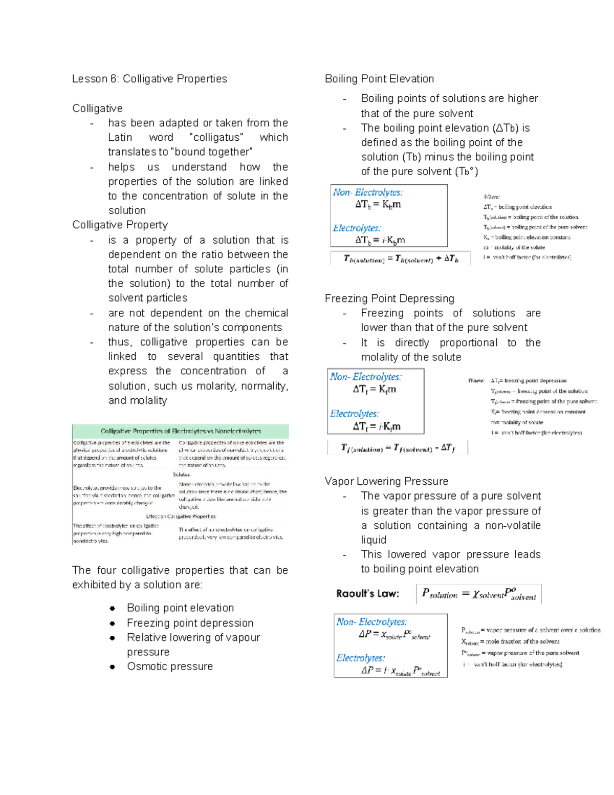 Gc2 Finals: Lesson 6 - Understanding Colligative Properties - Studocu