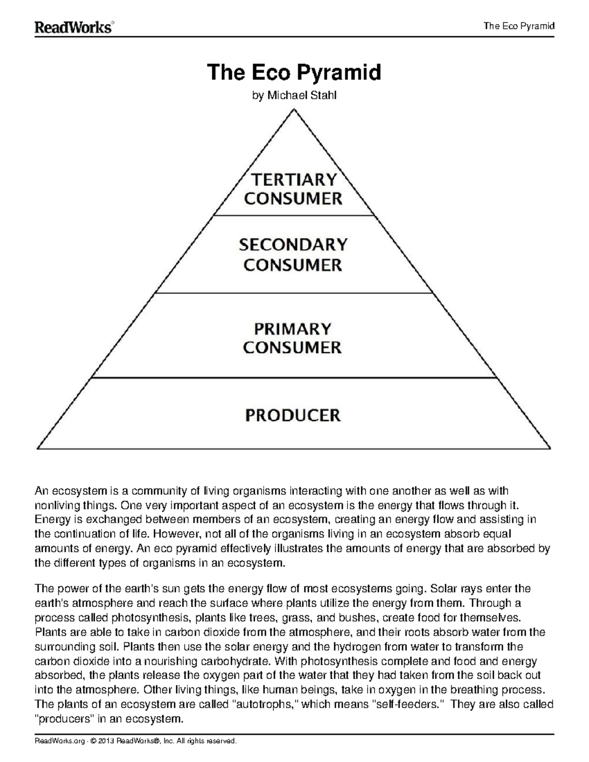 7th Reading: Understanding the Energy Pyramid in Ecosystems - Studocu
