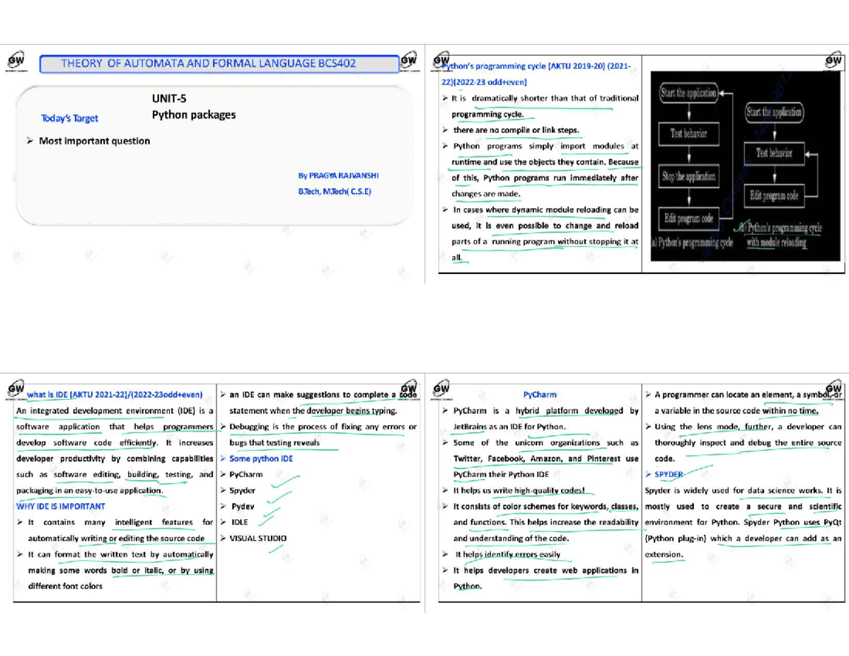 GW BCS402 Python Programming Cycle Overview and IDE Importance - Studocu
