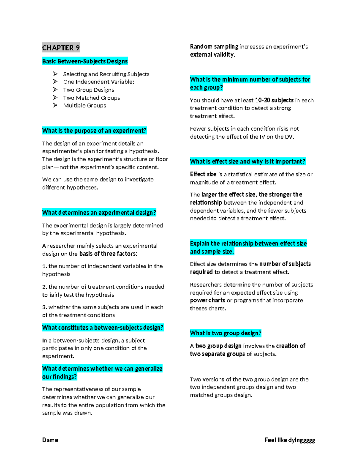 CHAPTER 9 & 10 Experimental Designs: Key Concepts & Methods in Research ...